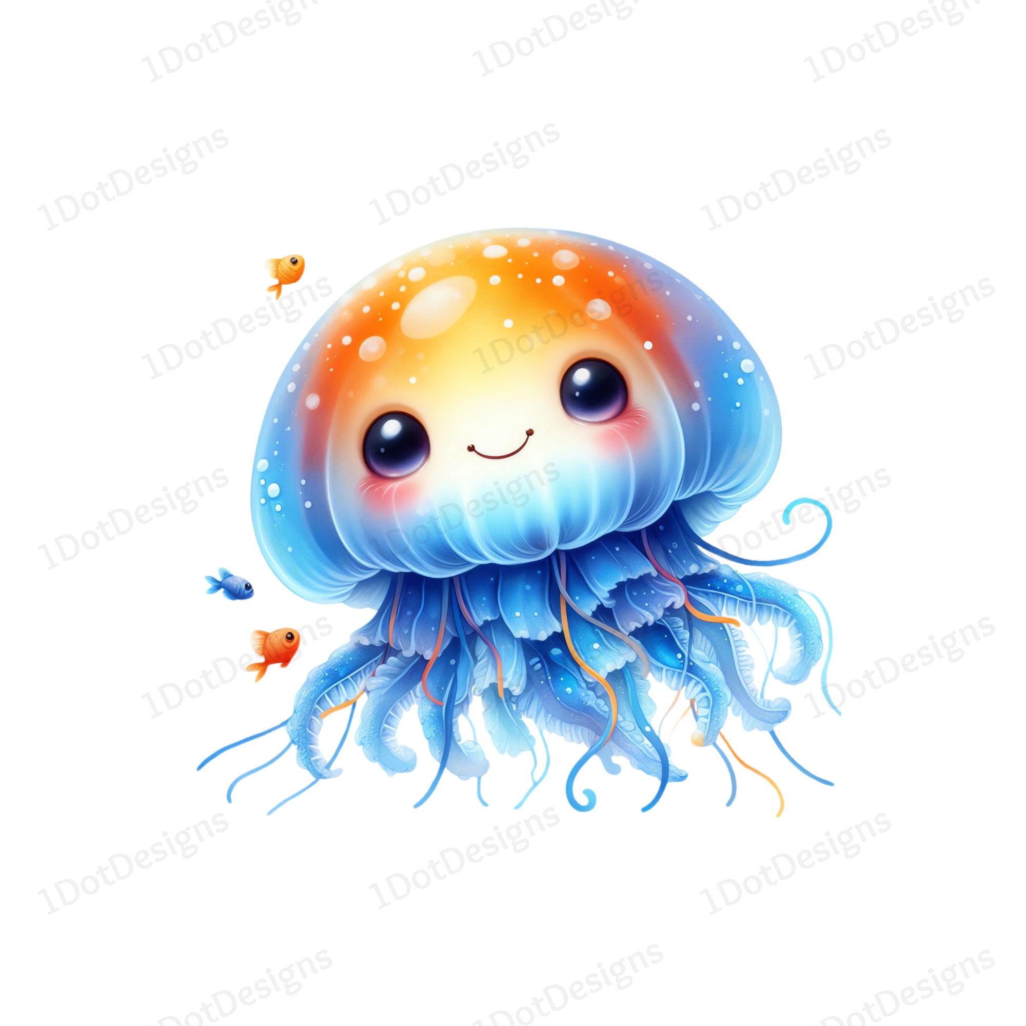 Cute Jellyfish Clipart Bundle, Baby Jellyfish PNG, Baby Jellyfish ...