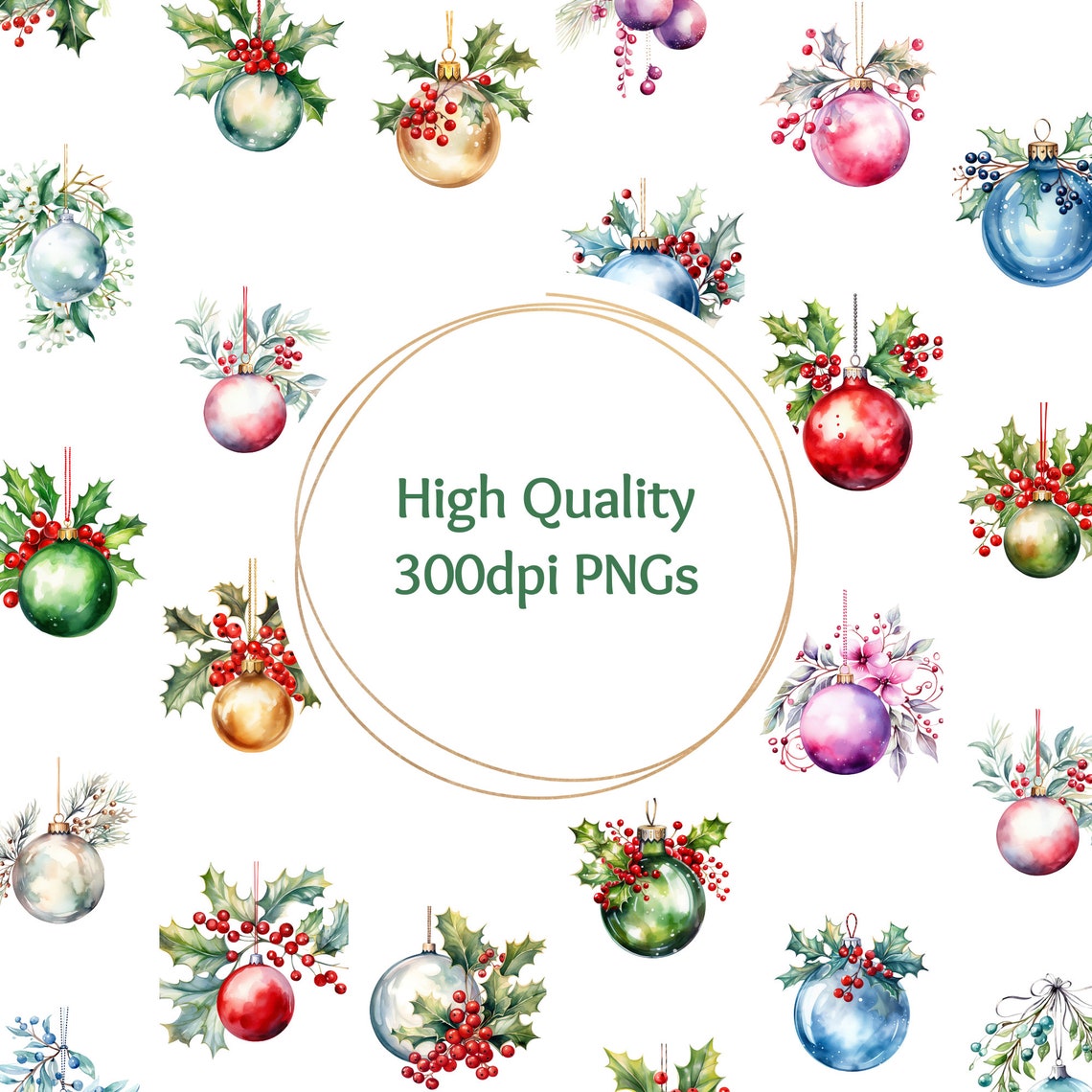 Christmas Baubles Clipart Bundle, Christmas PNG, Christmas Clipart ...