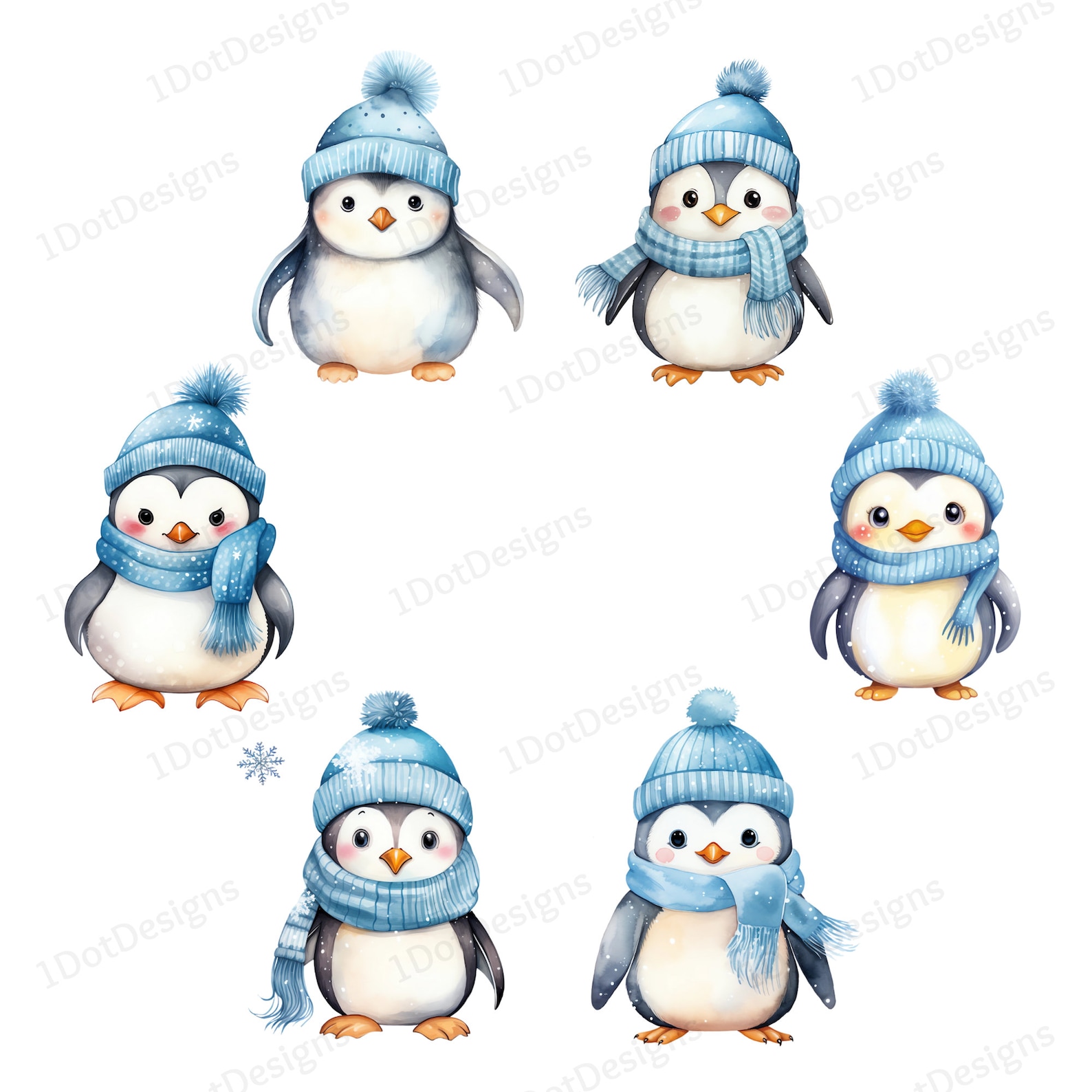 Blue Penguin Clipart Bundle, Christmas PNG, Christmas Clipart, Baby ...