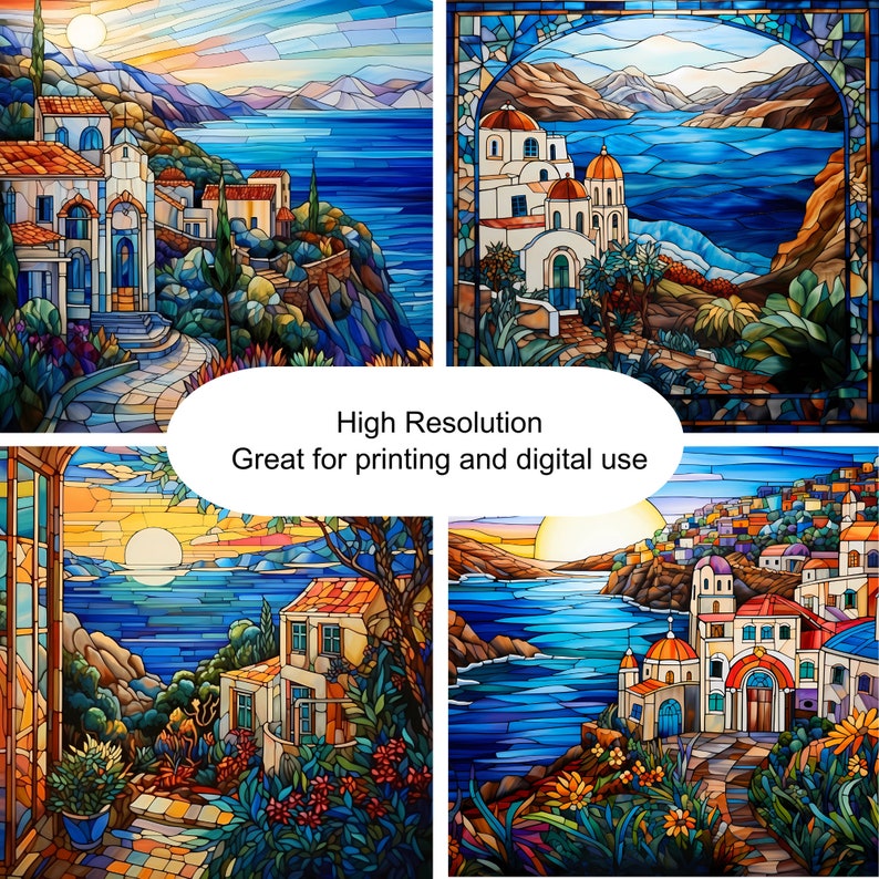 Stained Glass Greece Digital Paper, 20 High Quality Jpgs, Digital ...