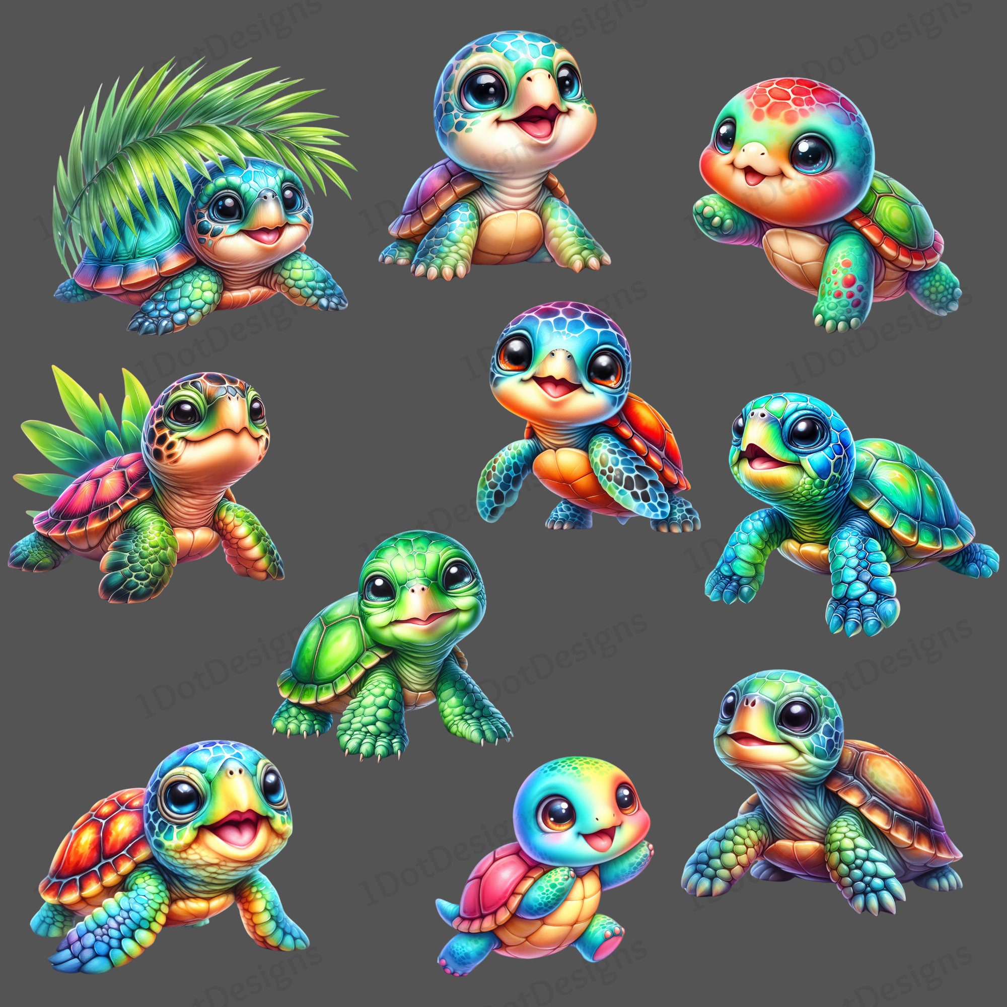Cute Turtle Clipart Bundle, Baby Turtle PNG, Baby Turtle Clipart ...