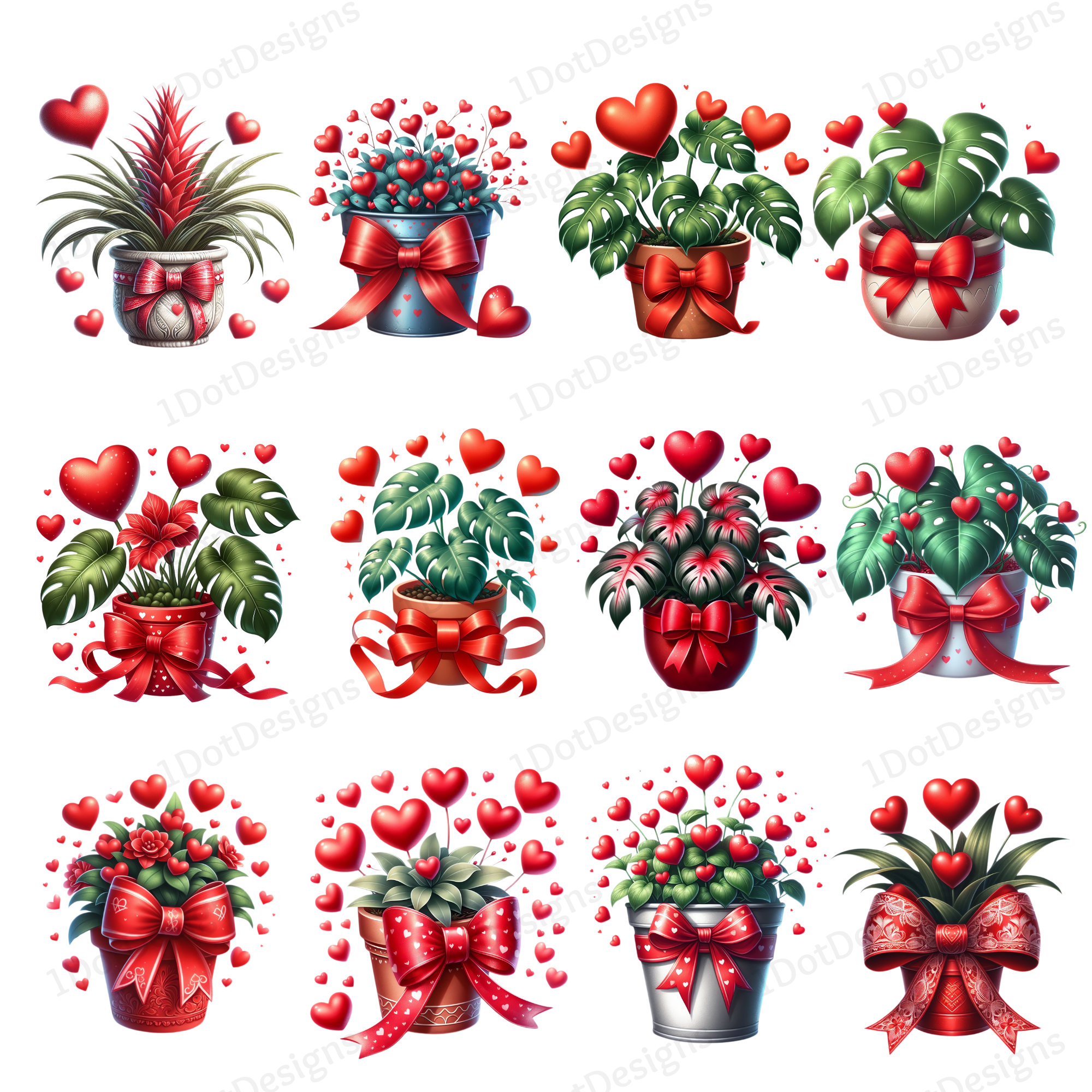 Heart Plant Clipart Bundle, Love Clipart, Botanicals Clipart, Garden ...