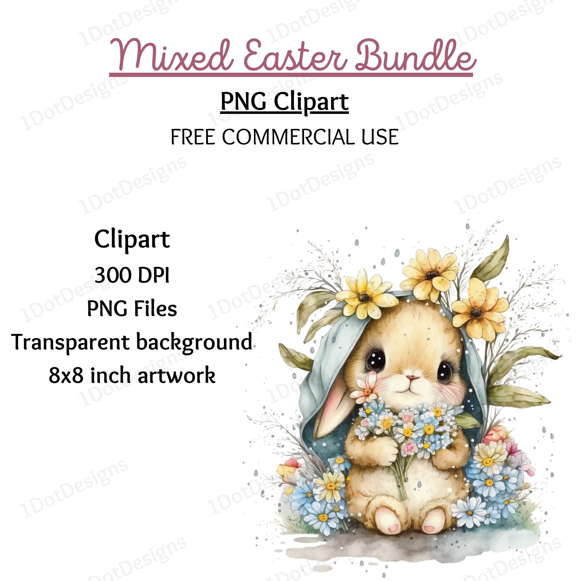 Pastel Easter Clipart Bundle, Easter PNG, Watercolor Clipart, Easter ...