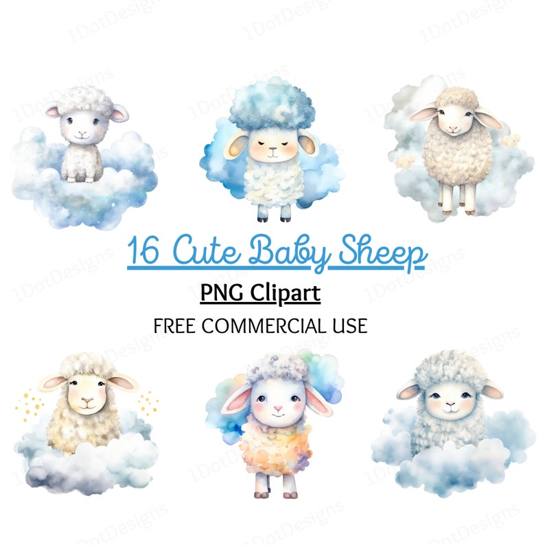 Cute Baby Sheep Clipart Bundle Sheep PNG Watercolor Clipart - Etsy