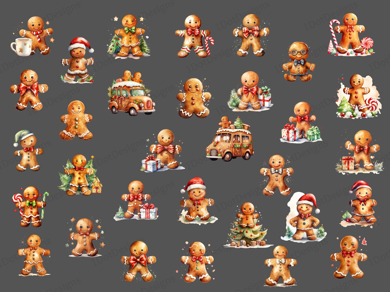 Gingerbread Man Clipart Bundle, Christmas PNG, Christmas Clipart ...