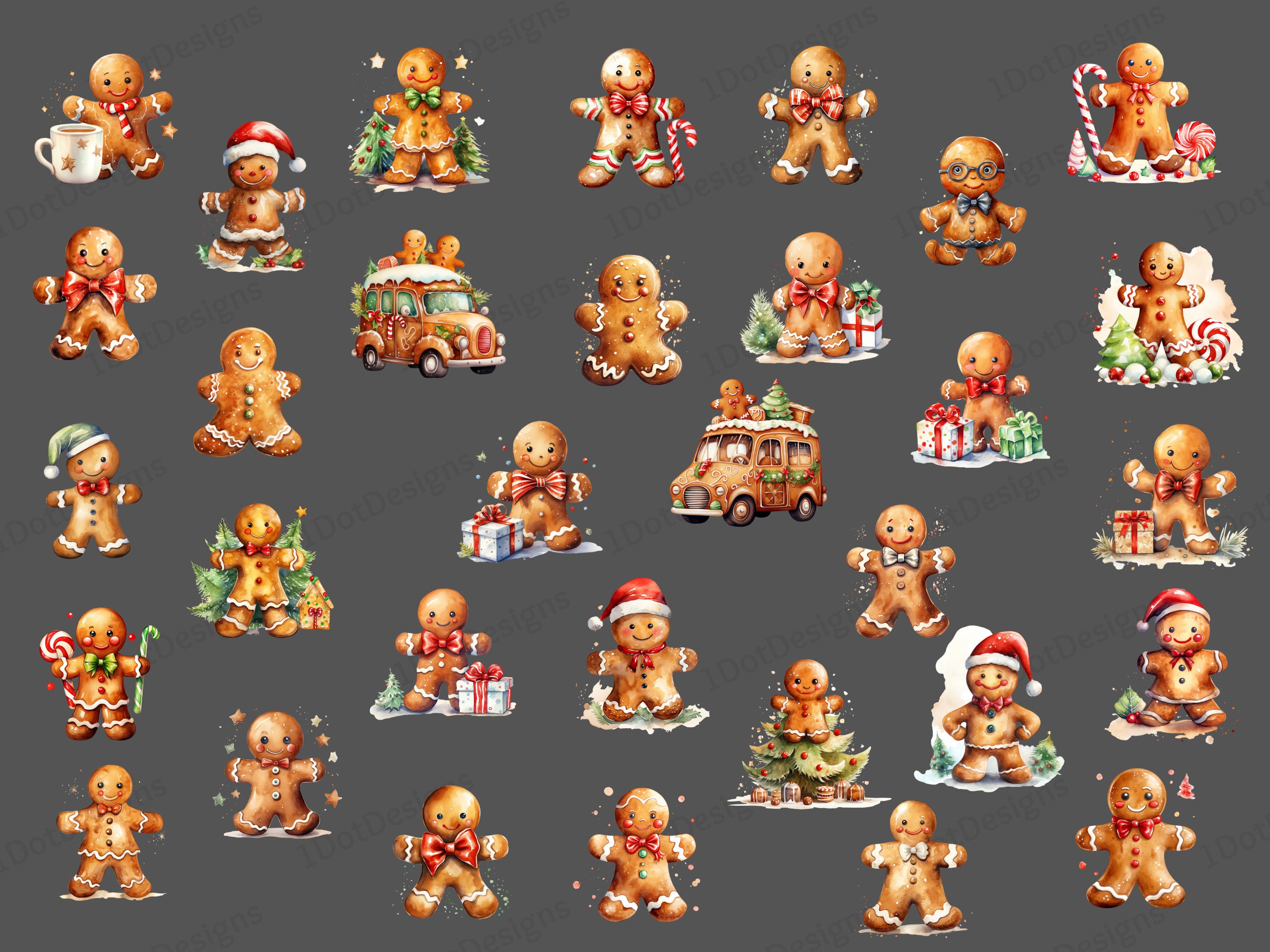 Gingerbread Man Clipart Bundle, Christmas PNG, Christmas Clipart ...