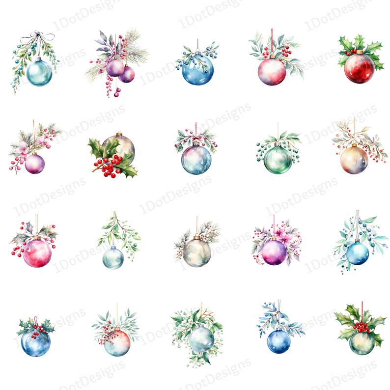 Christmas Baubles Clipart Bundle, Christmas PNG, Christmas Clipart ...