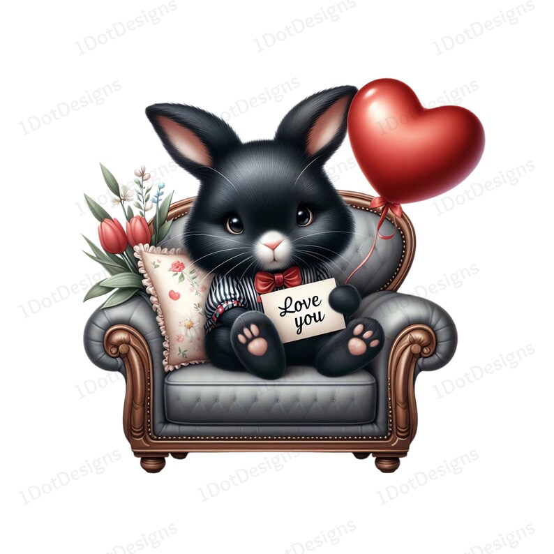 Love Bunny Clipart Bundle, Valentines Day Clipart, Love Clipart, Bunny ...