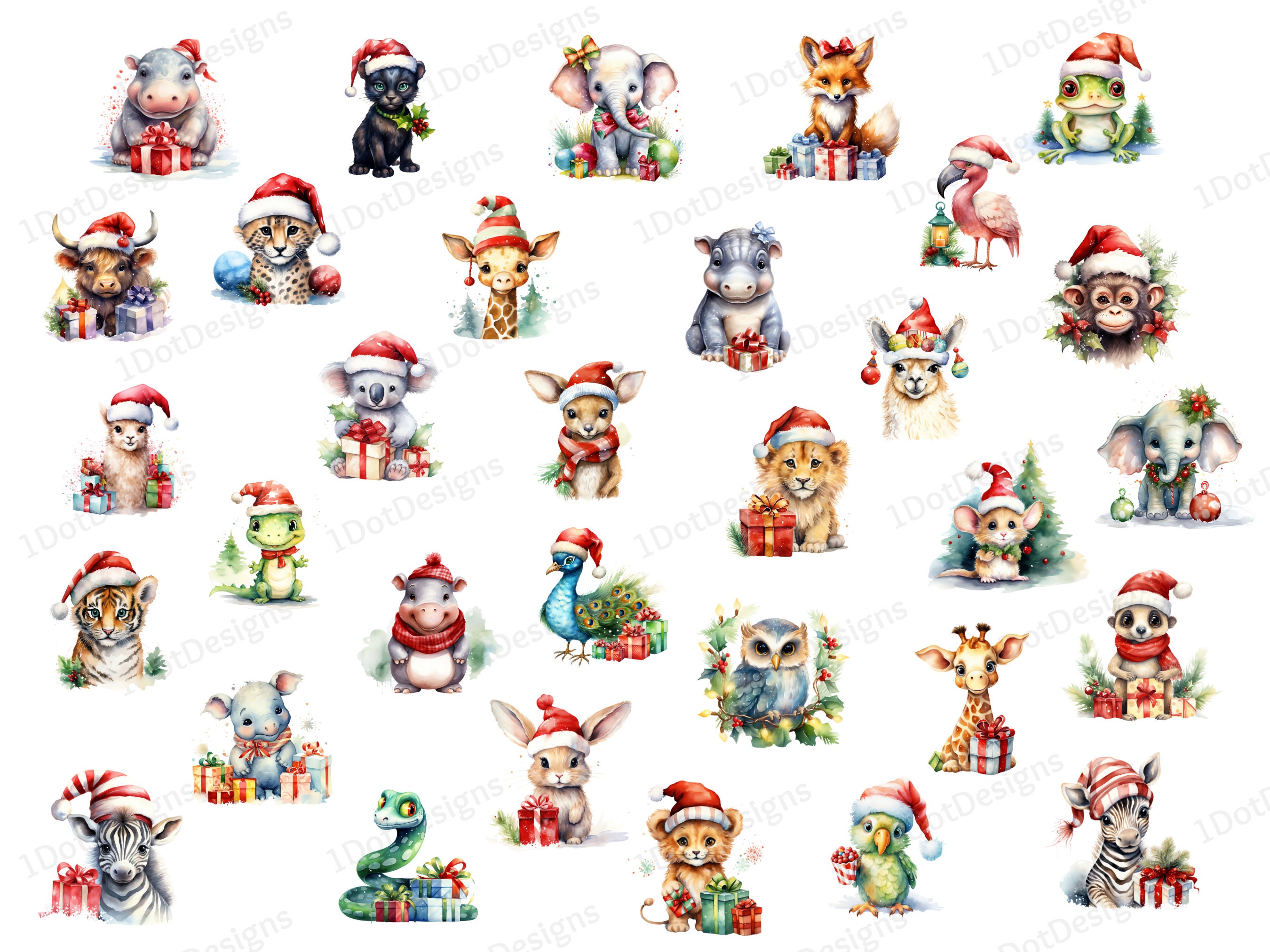 Christmas Safari Clipart Bundle, Christmas PNG, Christmas Clipart ...