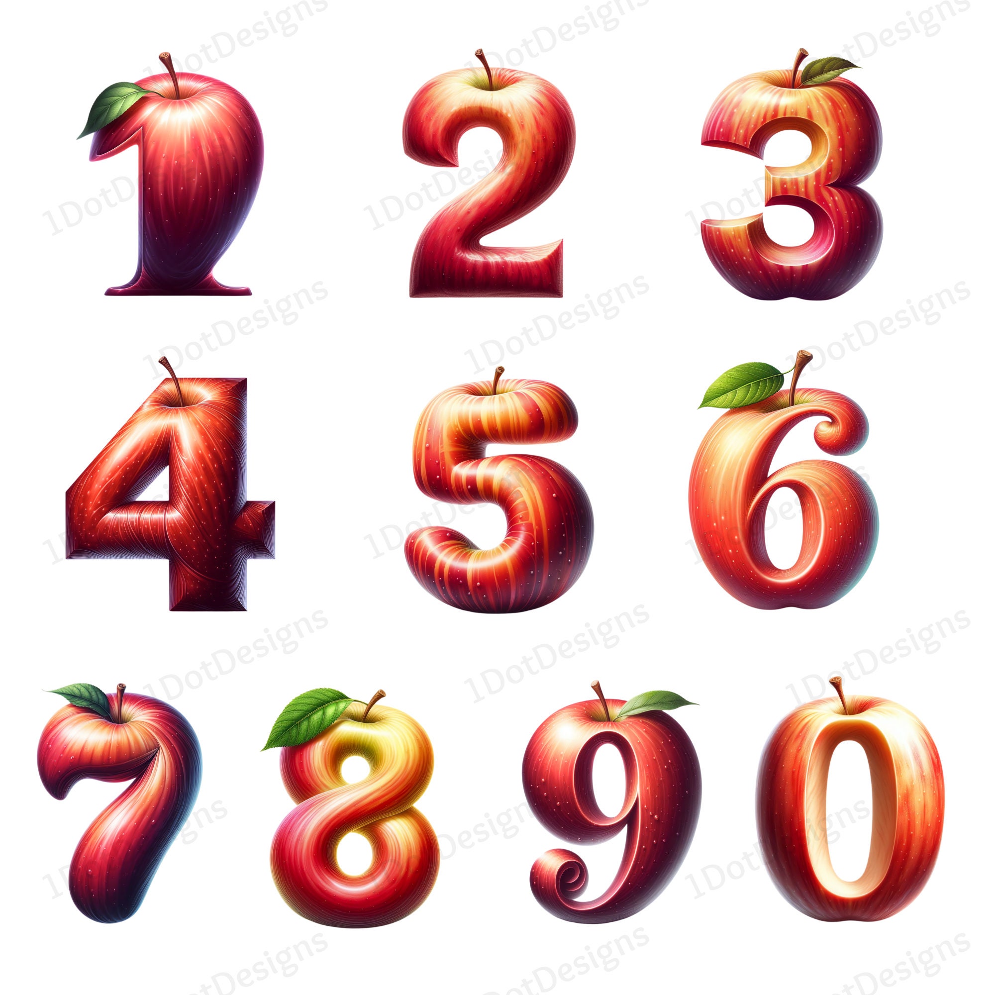 36 Apple Alphabet Clipart Bundle, Apple PNG, Letters Clipart, Fancy ...