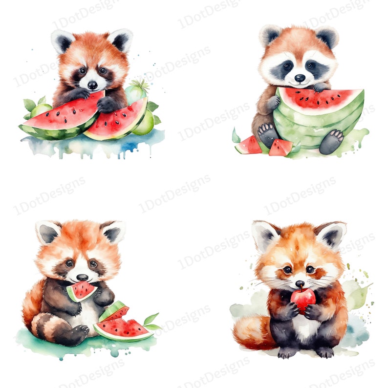 Cute Baby Red Panda Clipart Bundle Panda PNG Watercolor - Etsy