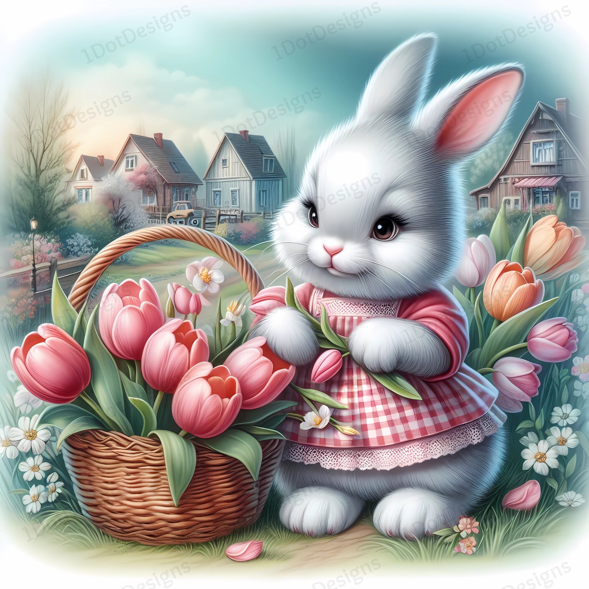 18 Jpgs Floral Easter Bunny Digital Paper, Easter Papers, Easter ...