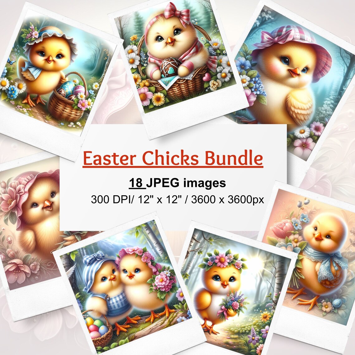 Easter Chick Digital Paper 18 Jpegs, Easter Papers, Easter Backdrop ...