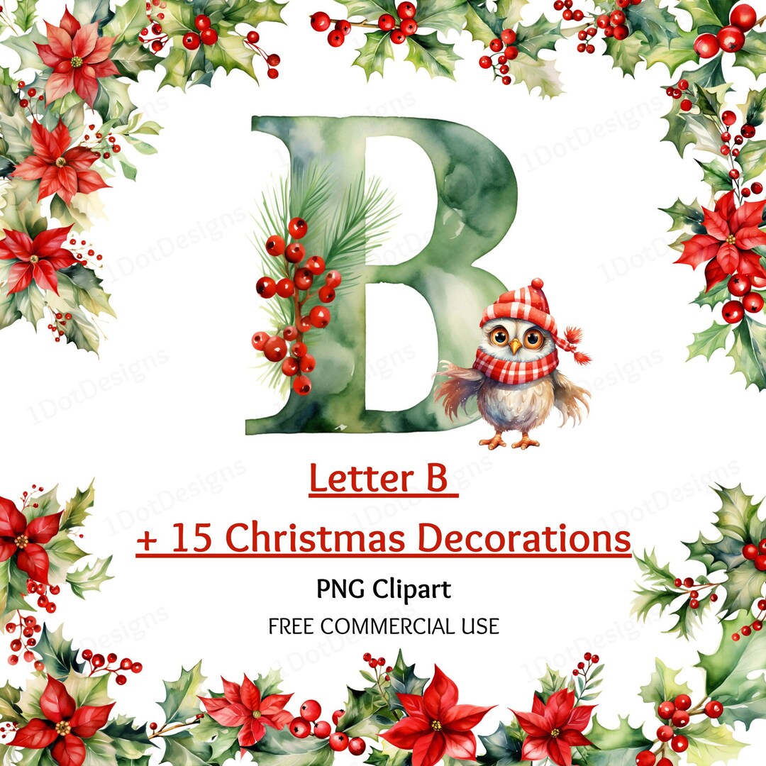 Christmas Letter B Clipart Bundle, Christmas PNG, Christmas Clipart ...