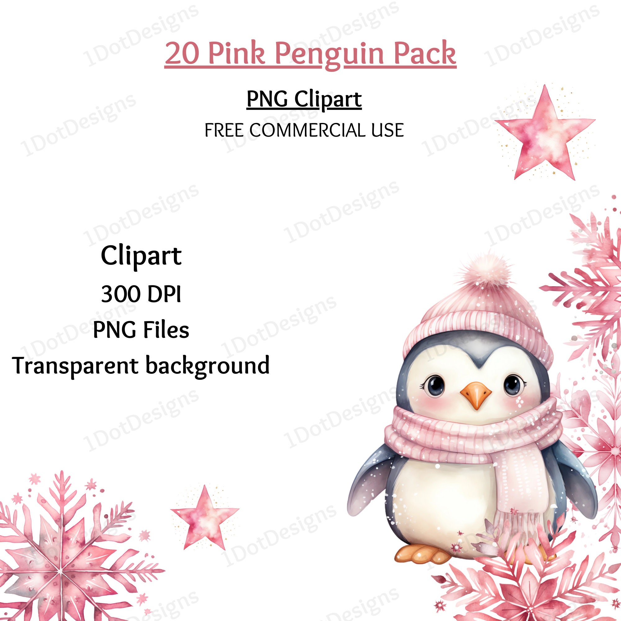 Pink Penguin Clipart Bundle, Christmas PNG, Christmas Clipart, Baby ...