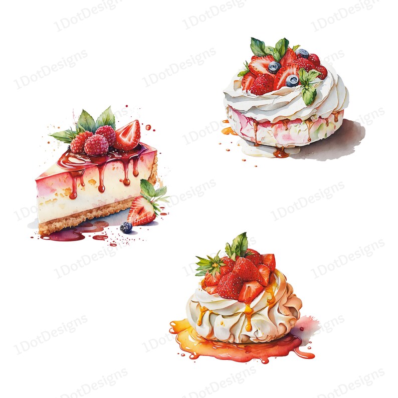 Strawberry Birthday Cake Clipart Bundle Summer PNG - Etsy