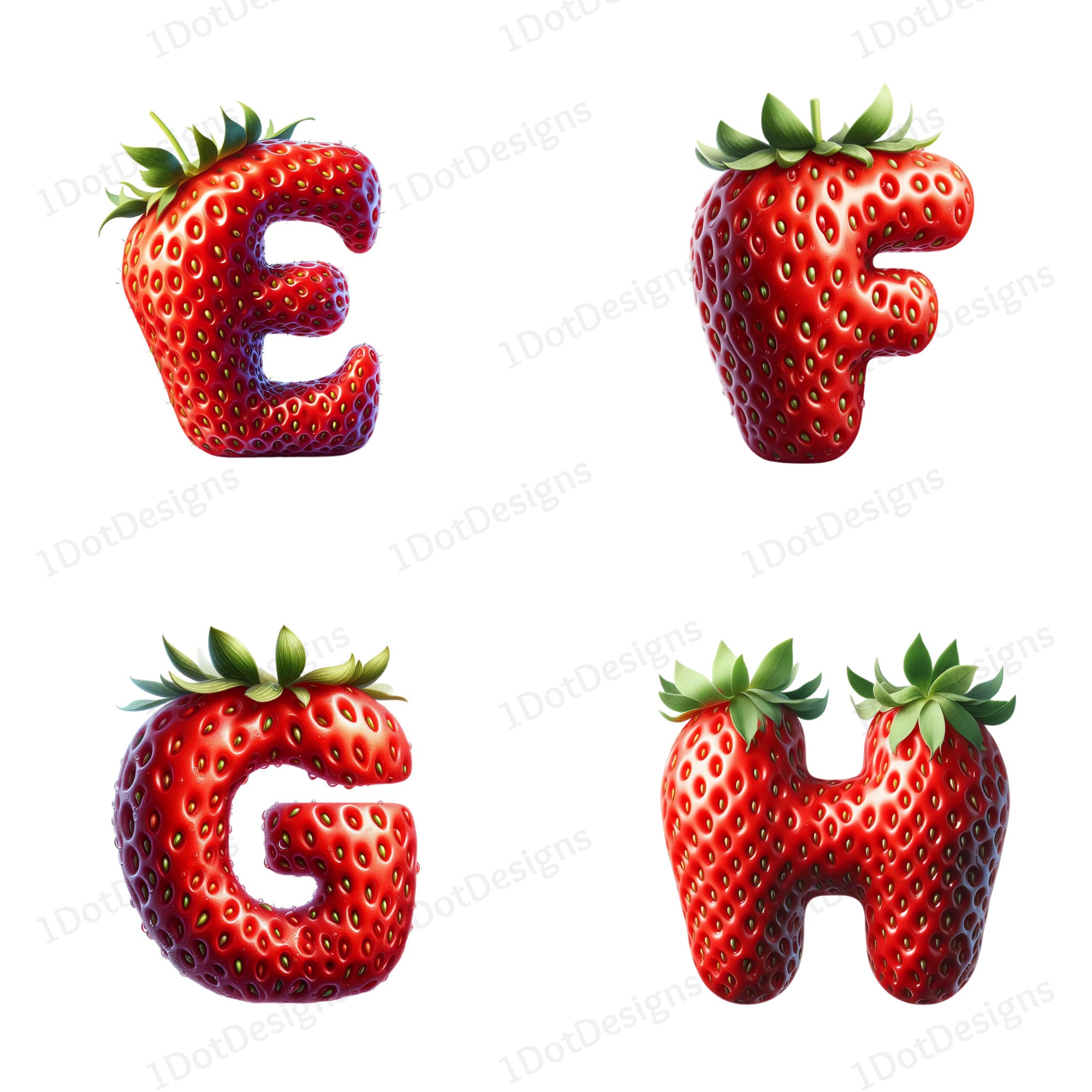 36 Strawberry Alphabet Clipart Bundle, Strawberry PNG, Letters Clipart ...