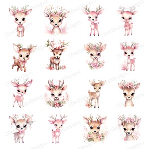 Pink Reindeer Clipart Bundle, Christmas PNG, Christmas Clipart, Baby ...