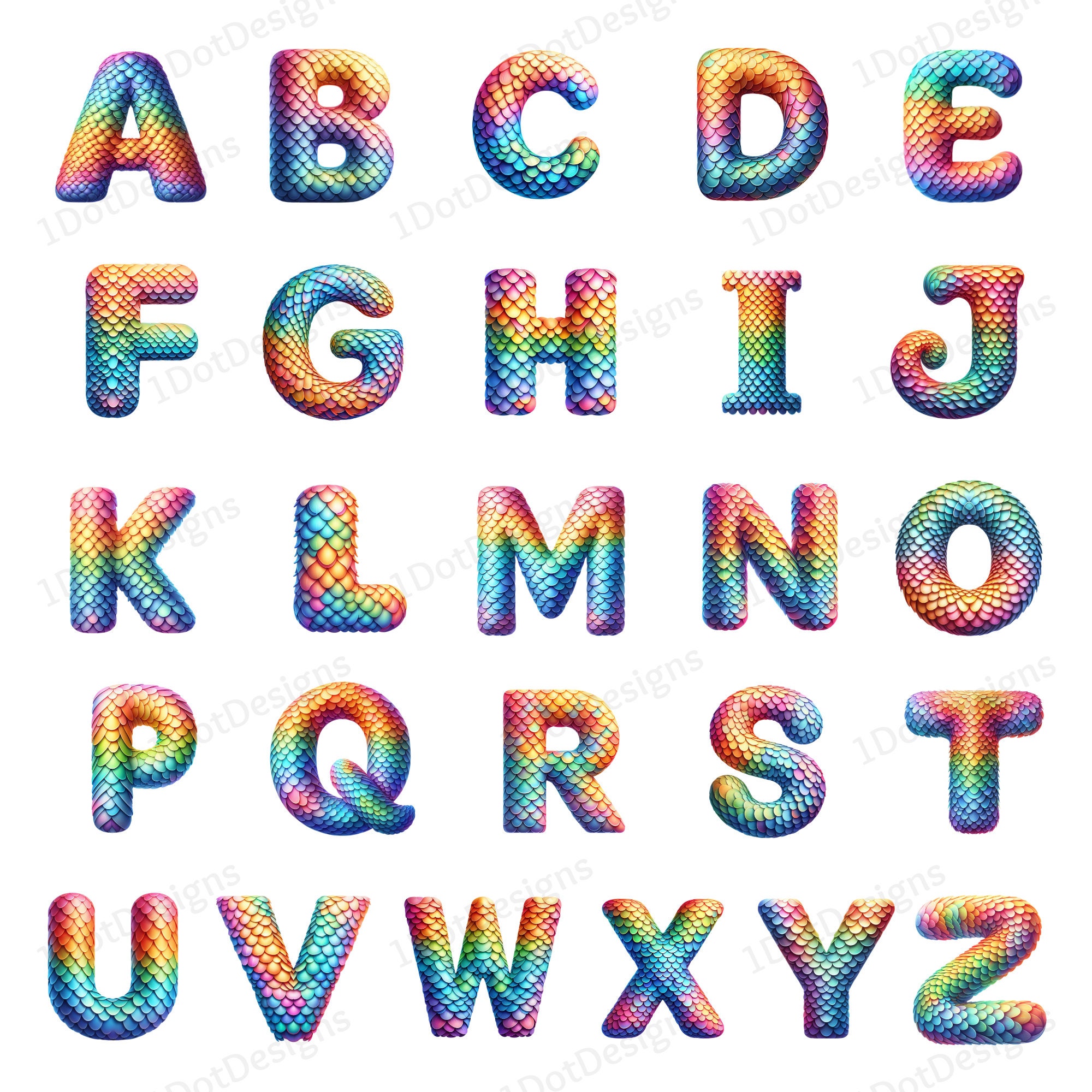 36 Dragon Scales Alphabet Clipart Bundle, Fantasy Font, Letters Clipart ...