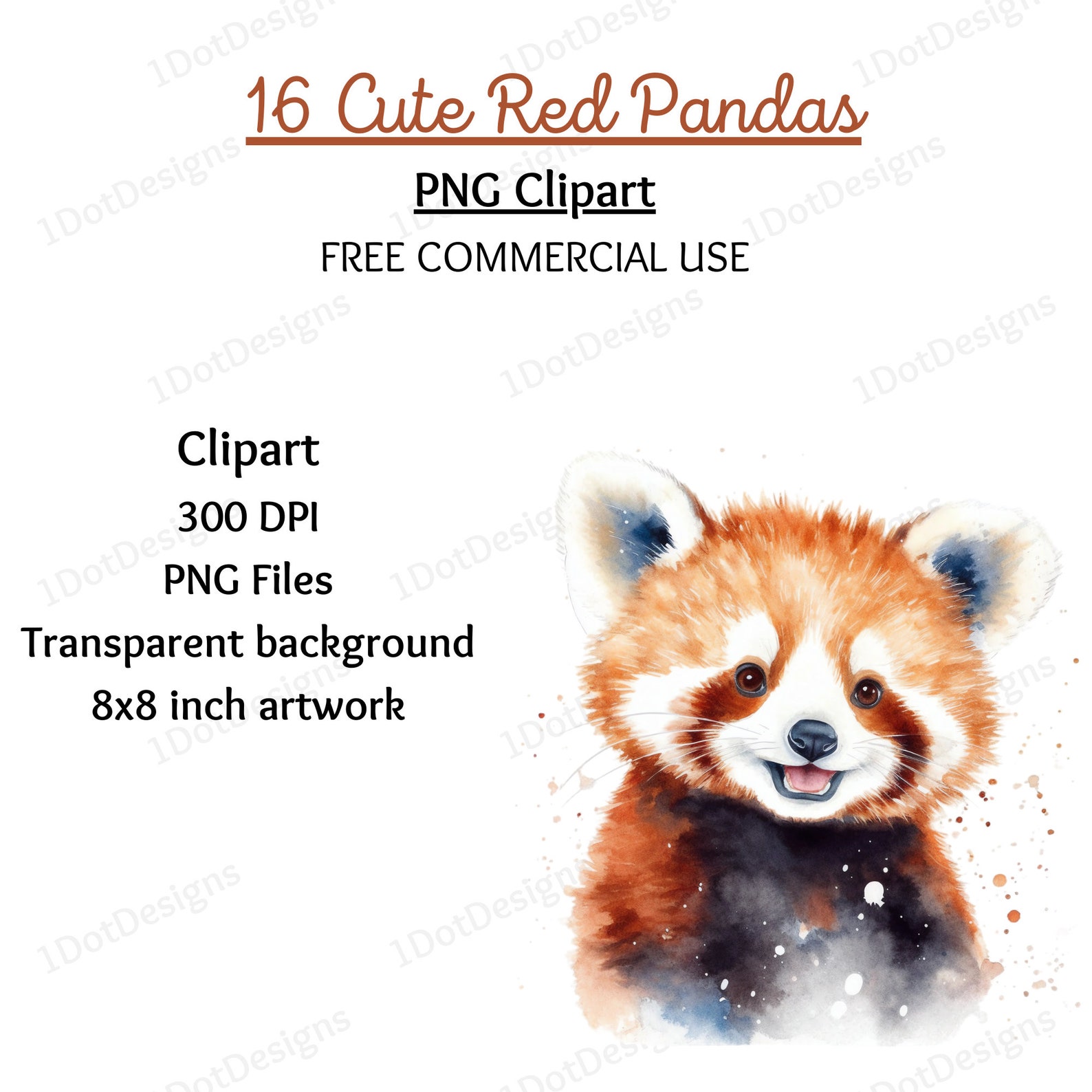 Cute Baby Red Panda Clipart Bundle Panda PNG Watercolor - Etsy