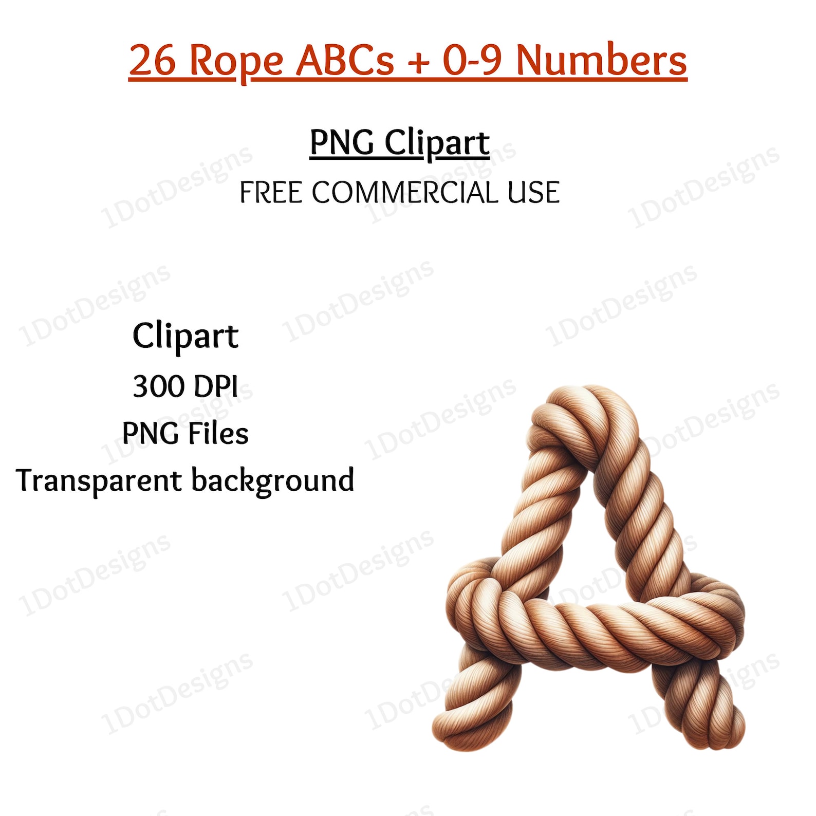 36 Rope Alphabet and Numbers Clipart Bundle, Rope PNG, Rope Letters ...