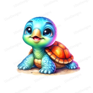 Cute Turtle Clipart Bundle, Baby Turtle PNG, Baby Turtle Clipart ...