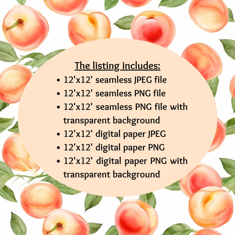 Peach Digital Paper Peach Seamless Pattern Peach Backdrop - Etsy