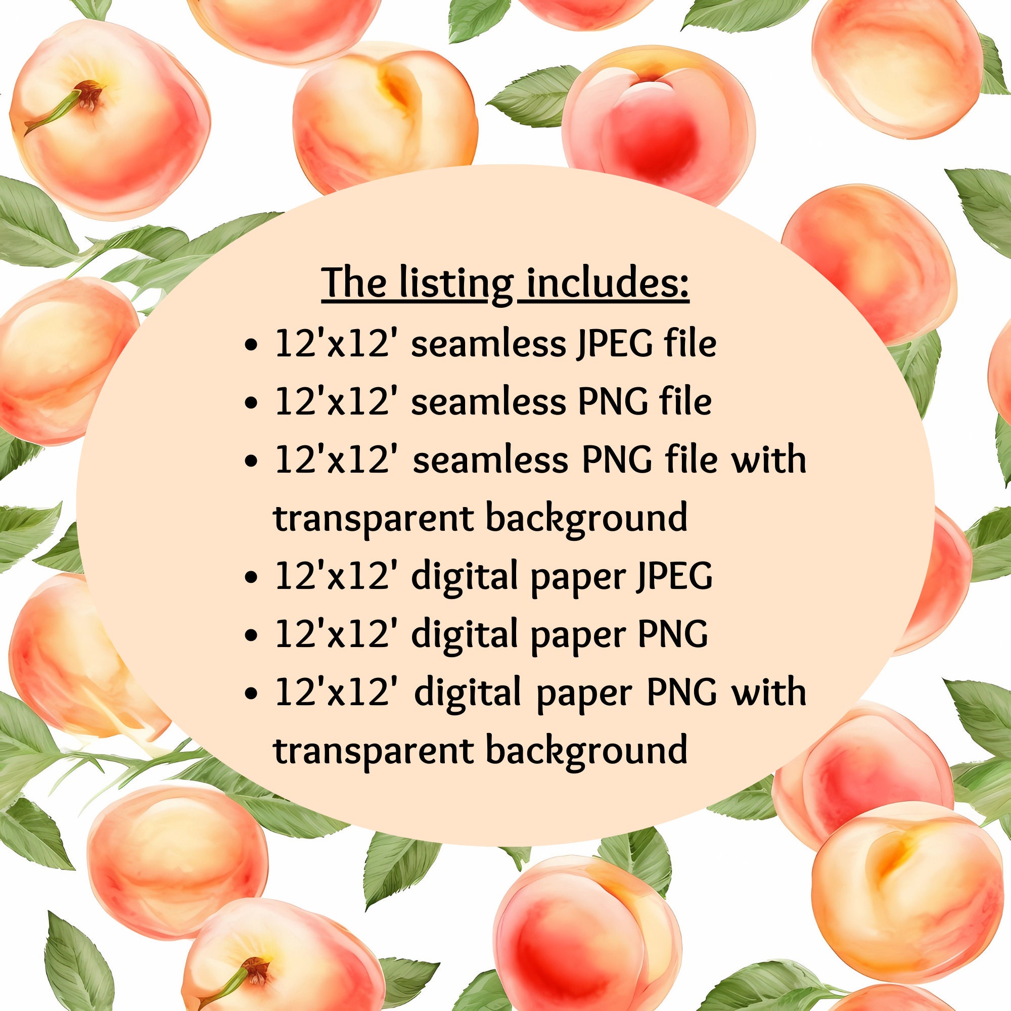 Peach Digital Paper, Peach Seamless Pattern, Peach Backdrop, Peach ...