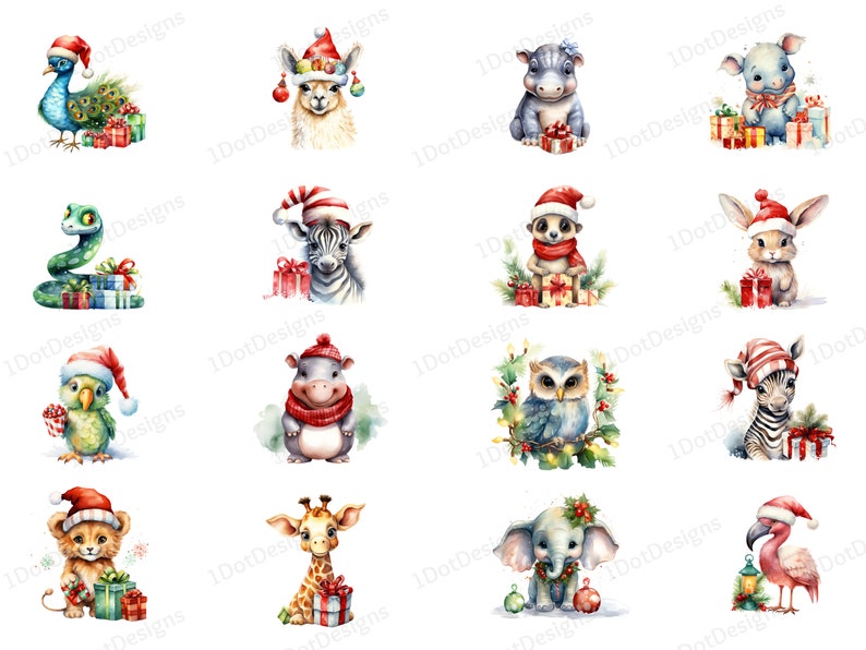 Christmas Safari Clipart Bundle, Christmas PNG, Christmas Clipart ...