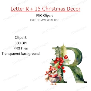 Christmas Letter R Clipart Bundle, Christmas PNG, Christmas Clipart ...