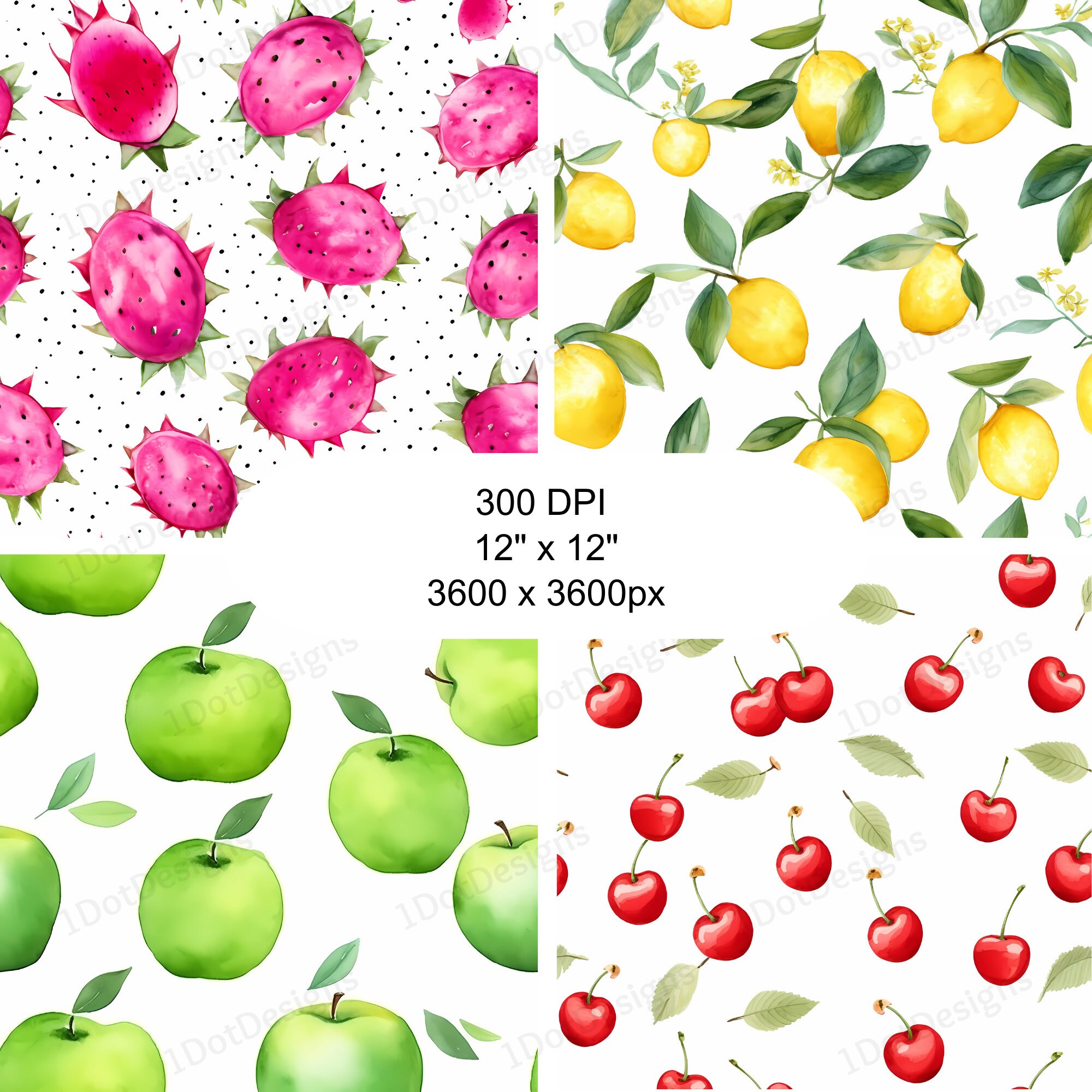 Summer Fruit Digital Paper, Seamless Pattern, Fruit Backdrop, Fruit ...
