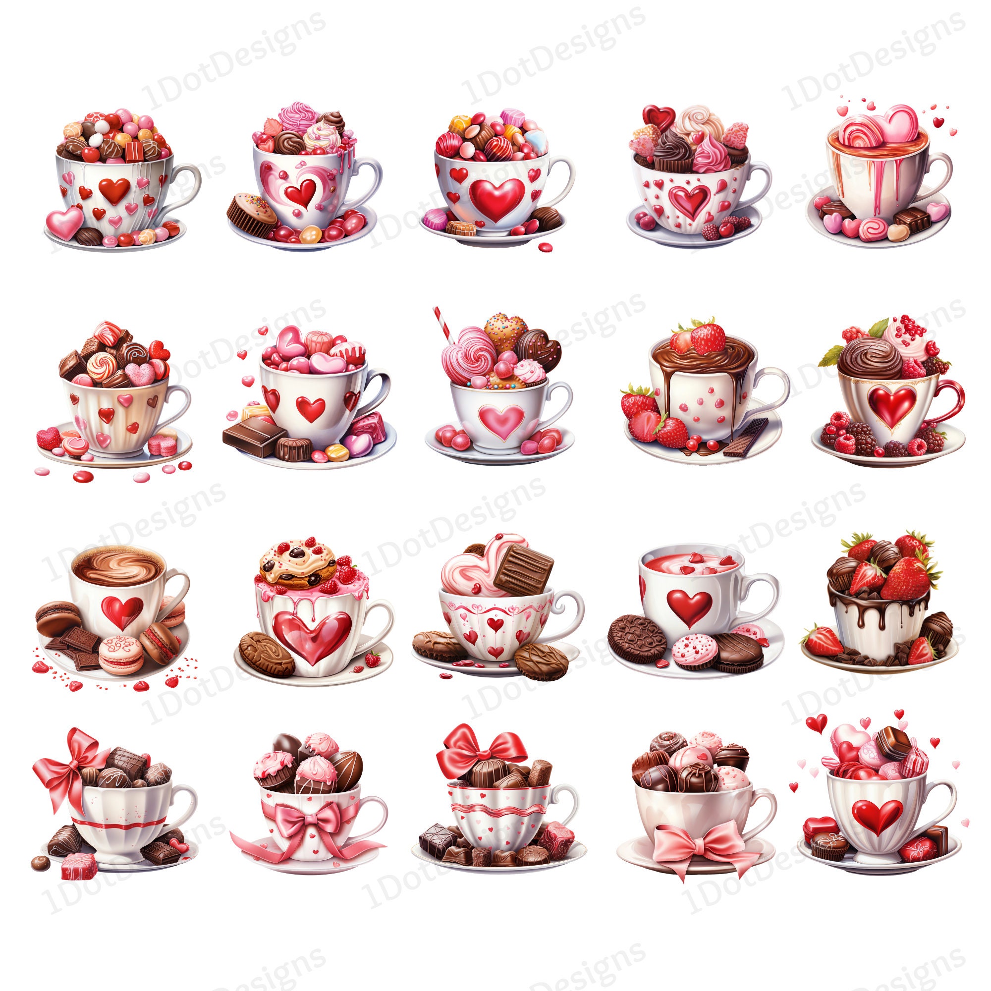 Valentine Sweets Mug Clipart Bundle Sweets Clipart - Etsy