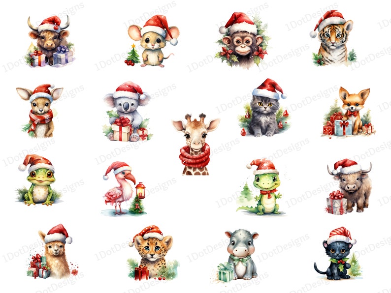 Christmas Animals Clipart Bundle, Christmas PNG, Christmas Clipart ...