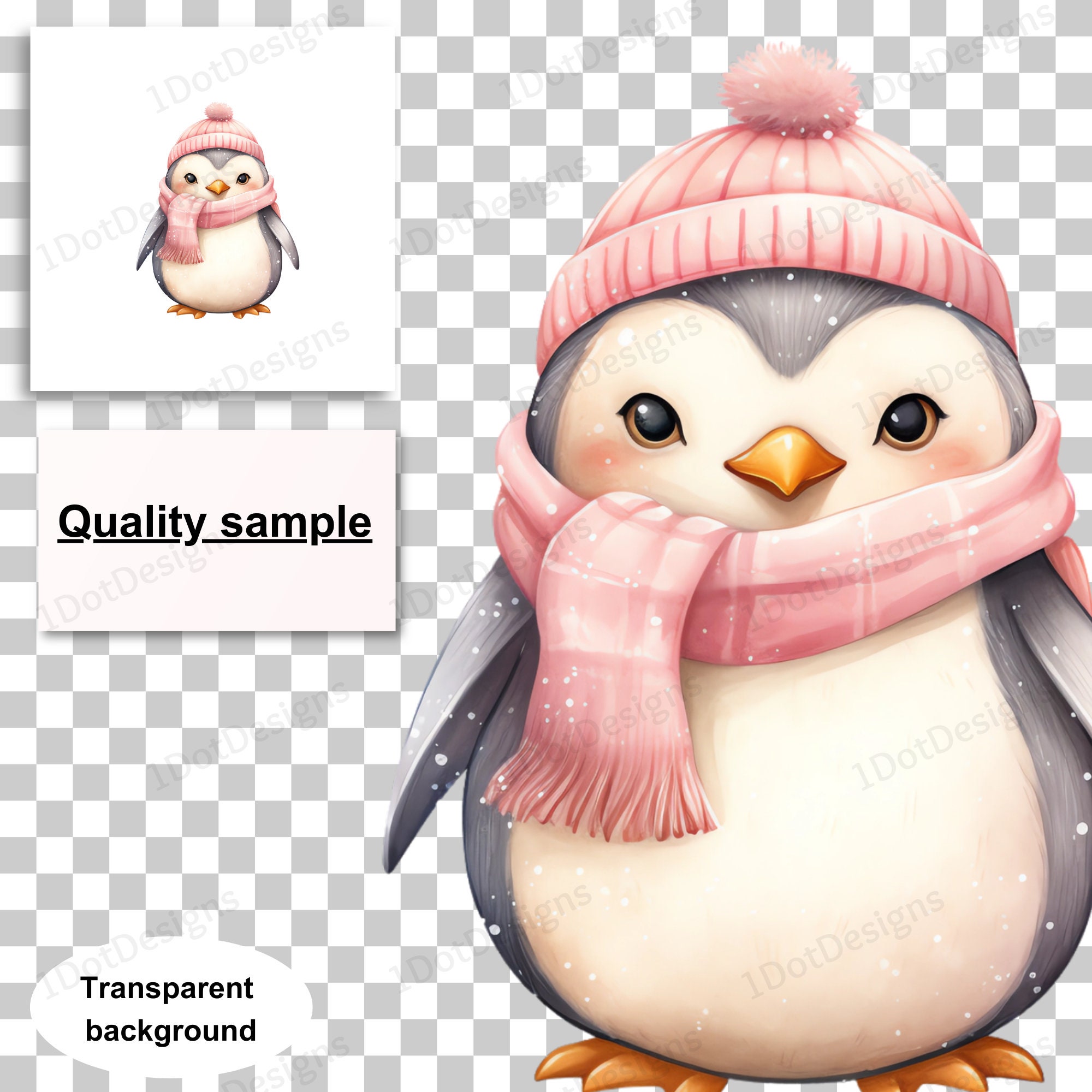 Pink Penguin Clipart Bundle, Christmas PNG, Christmas Clipart, Baby ...
