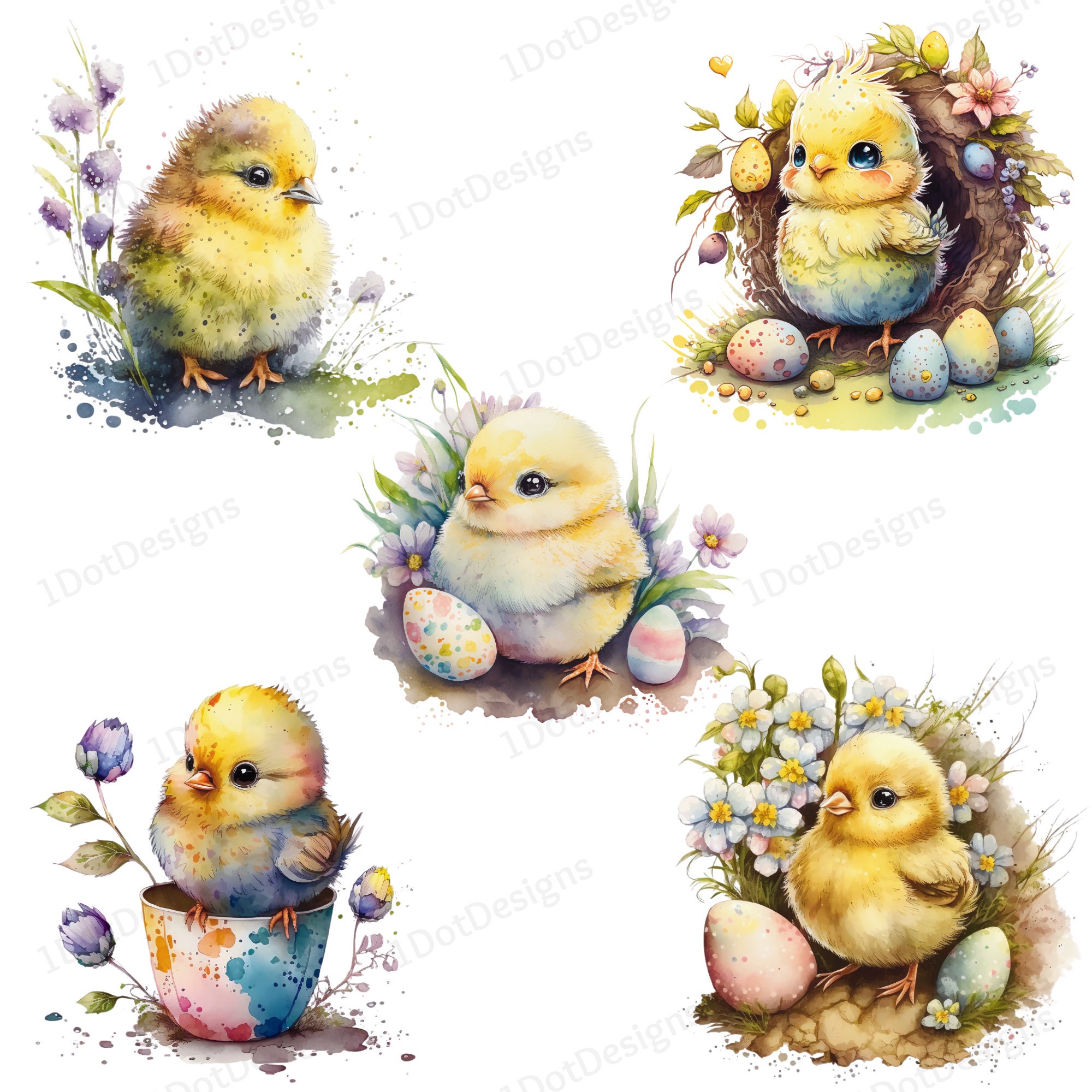 Pastel Easter Clipart Bundle, Easter PNG, Watercolor Clipart, Easter ...