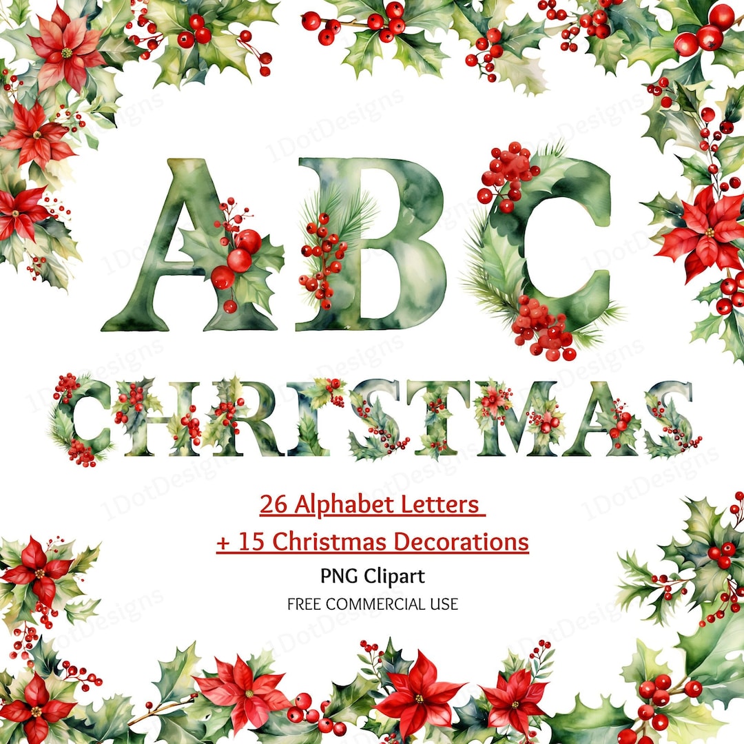 41 Christmas Alphabet Clipart Bundle, Christmas PNG, Christmas Clipart ...