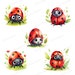 Cute Baby Ladybug Clipart Bundle, Nursery PNG, Watercolor Clipart ...