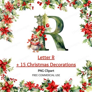 Christmas Letter R Clipart Bundle, Christmas PNG, Christmas Clipart ...