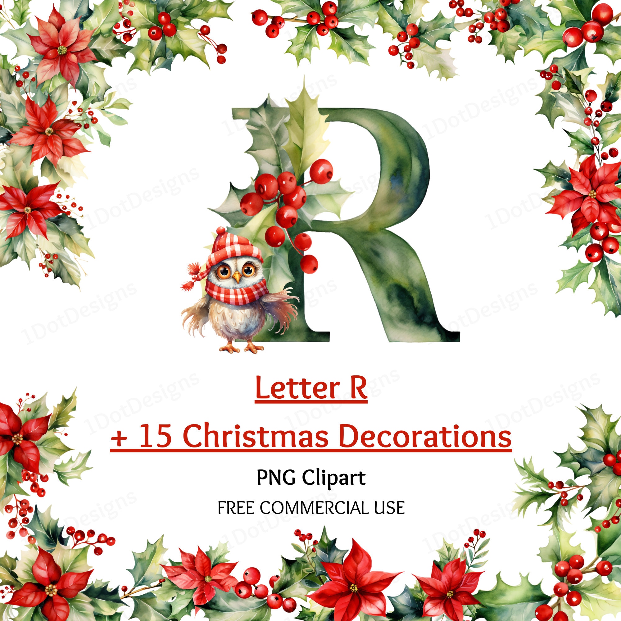 Christmas Letter R Clipart Bundle, Christmas PNG, Christmas Clipart ...