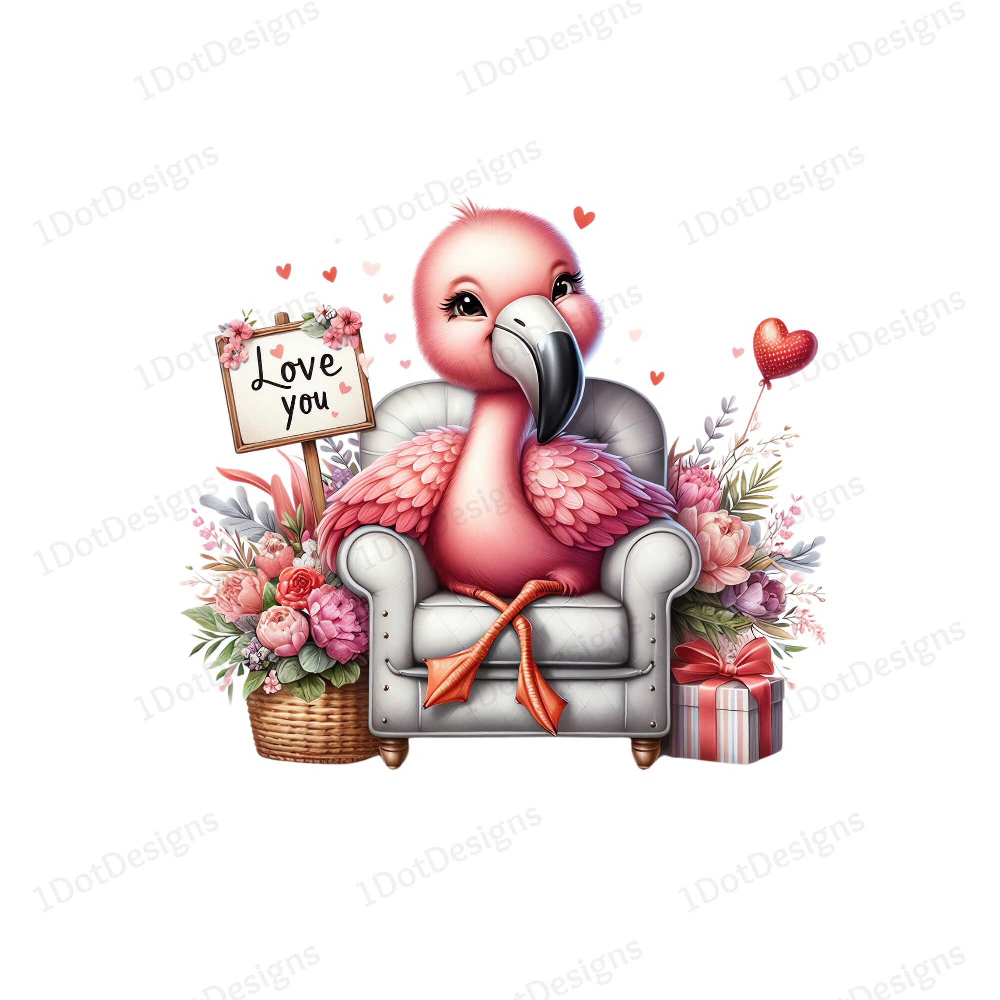 Valentines Flamingo Clipart Bundle, Valentines Day Clipart, Flamingo ...