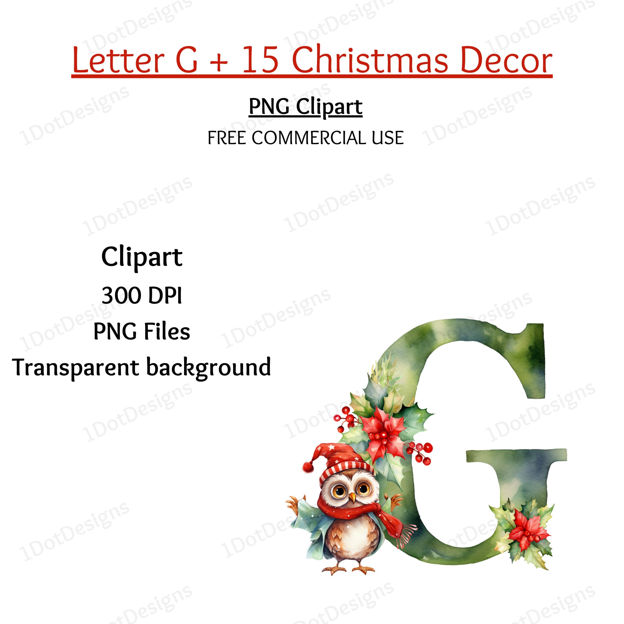 Christmas Letter G Clipart Bundle, Christmas PNG, Christmas Clipart ...