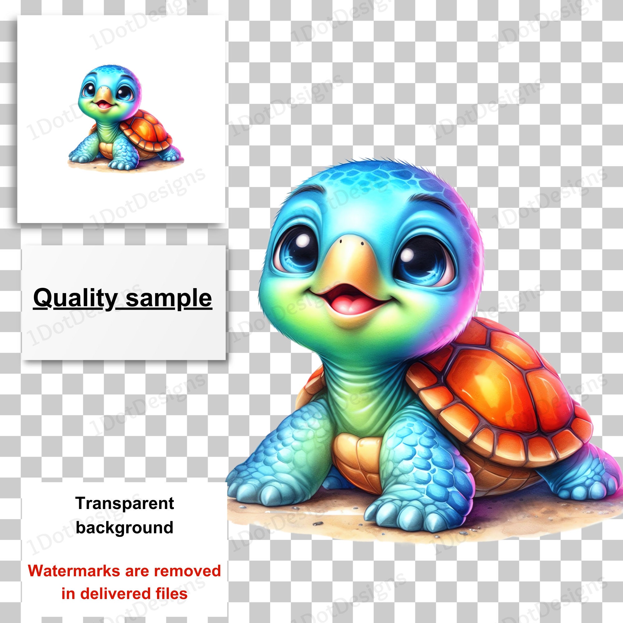 Cute Turtle Clipart Bundle, Baby Turtle PNG, Baby Turtle Clipart ...