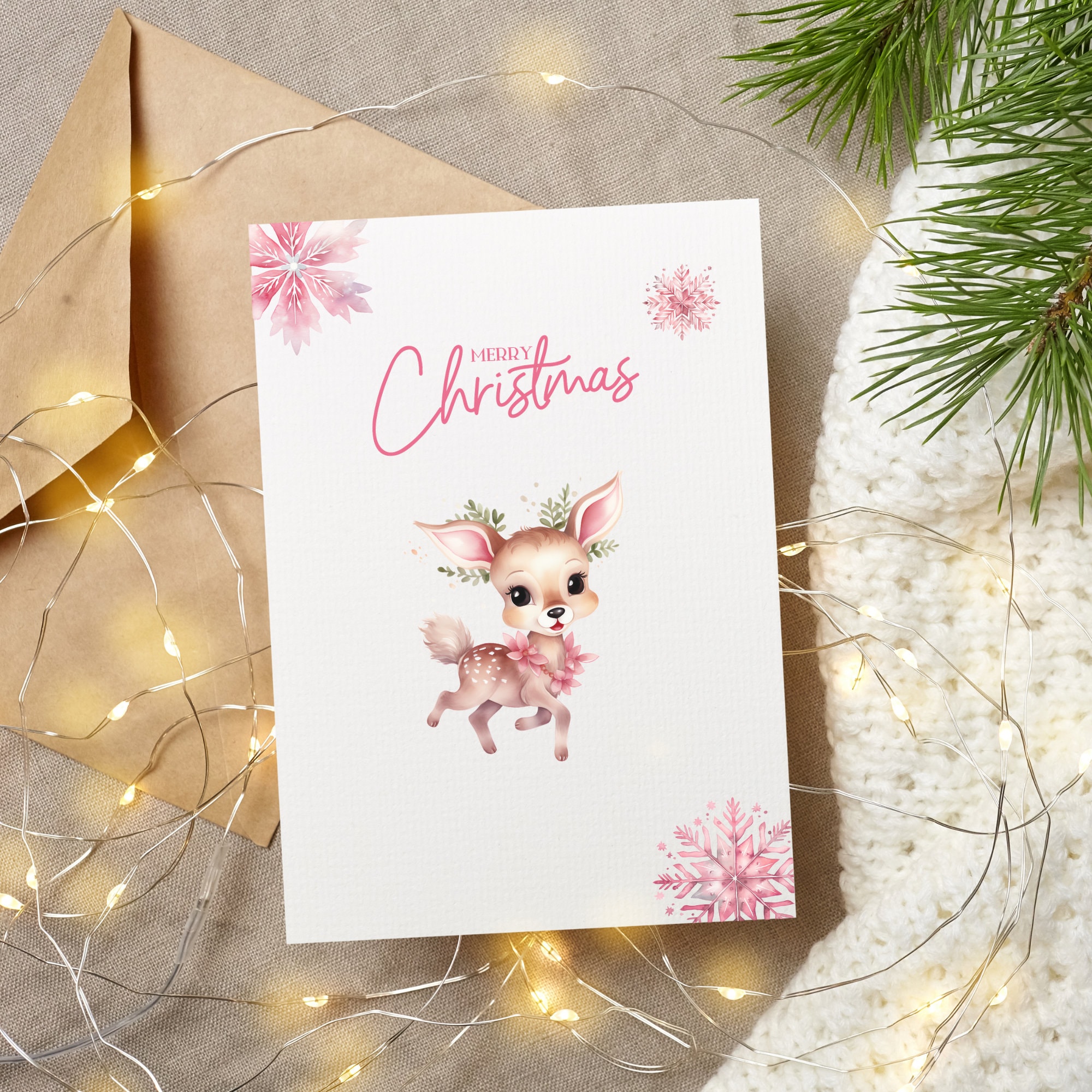 Pink Reindeer Clipart Bundle, Christmas PNG, Christmas Clipart, Baby ...