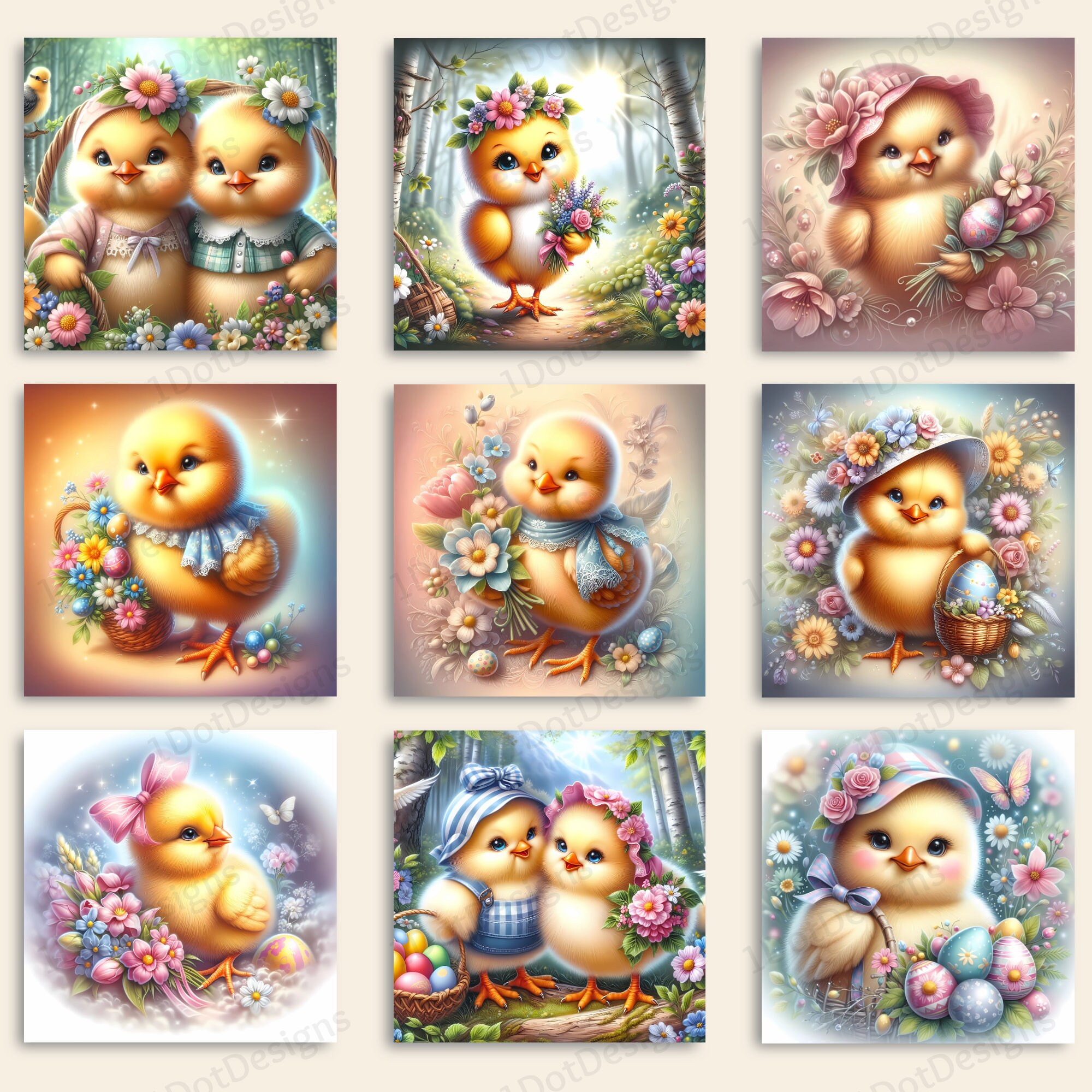 Easter Chick Digital Paper 18 Jpegs, Easter Papers, Easter Backdrop ...