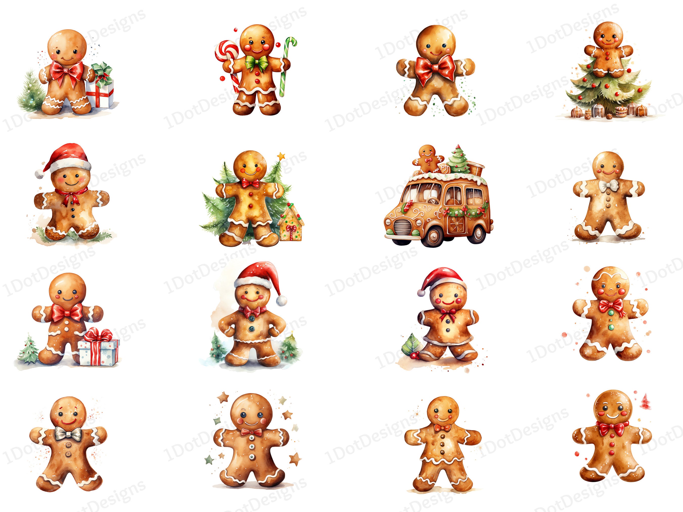 Gingerbread Man Clipart Bundle, Christmas PNG, Christmas Clipart ...