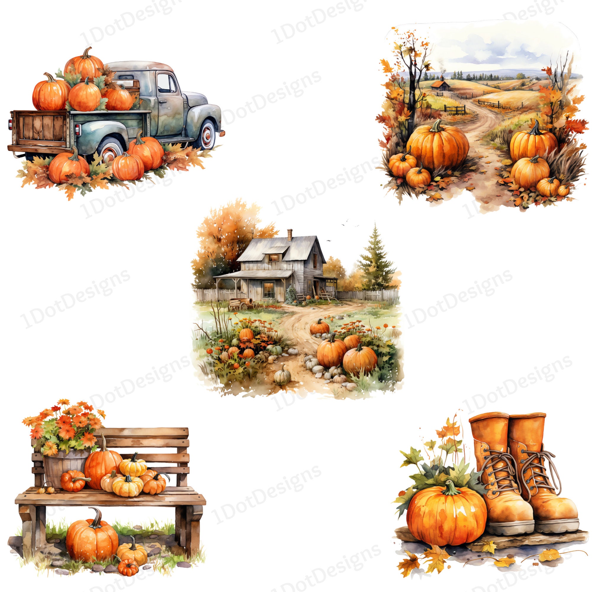 Pumpkin Garden Clipart Bundle Halloween PNG Pumpkins - Etsy