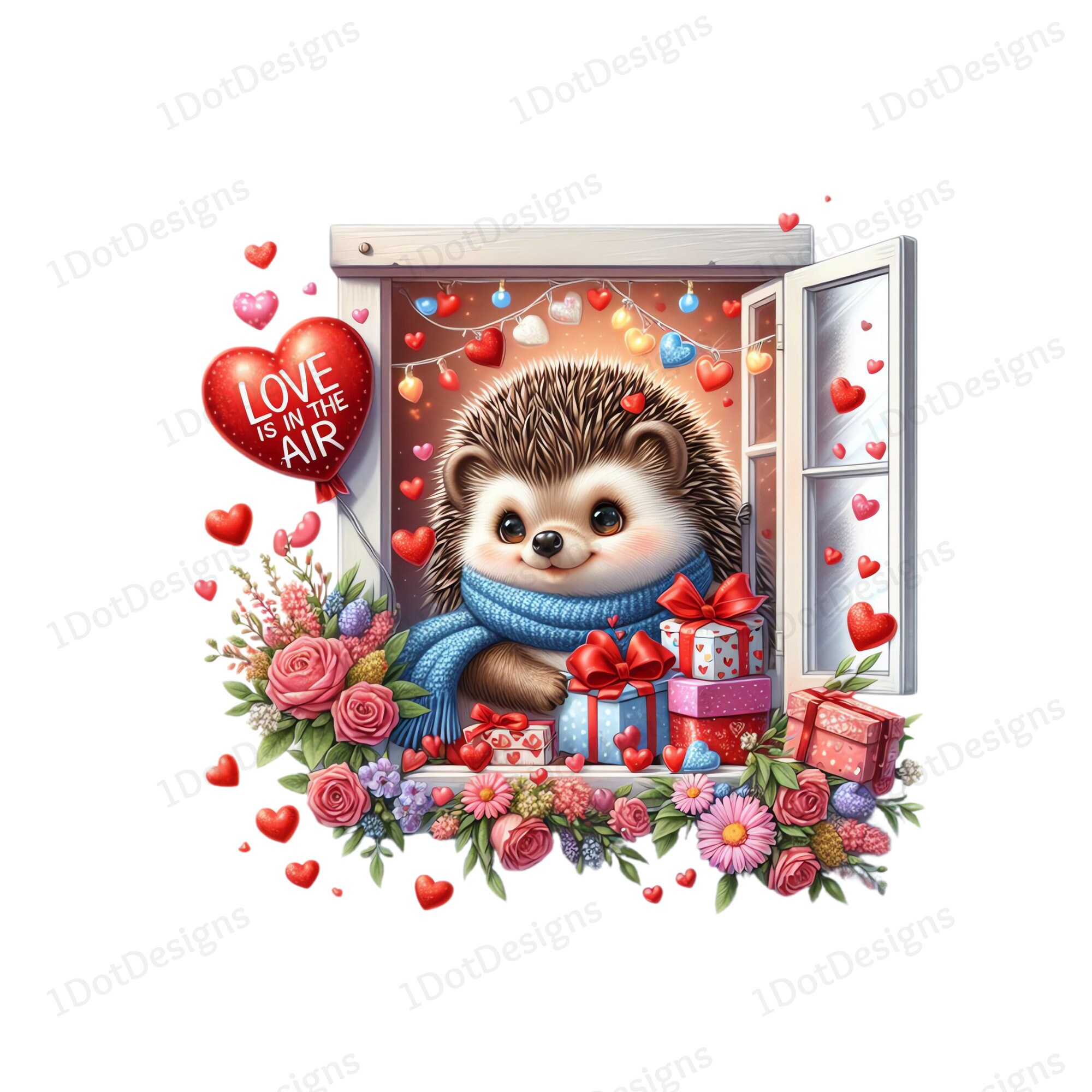 Valentines Hedgehog Clipart Bundle, Valentines Day Clipart, Hedgehog ...