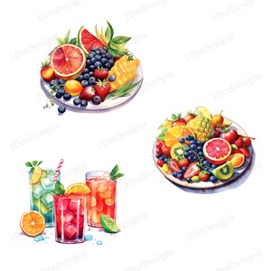 Summer Brunch Clipart Bundle, Summer PNG, Watercolor Clipart, Food ...