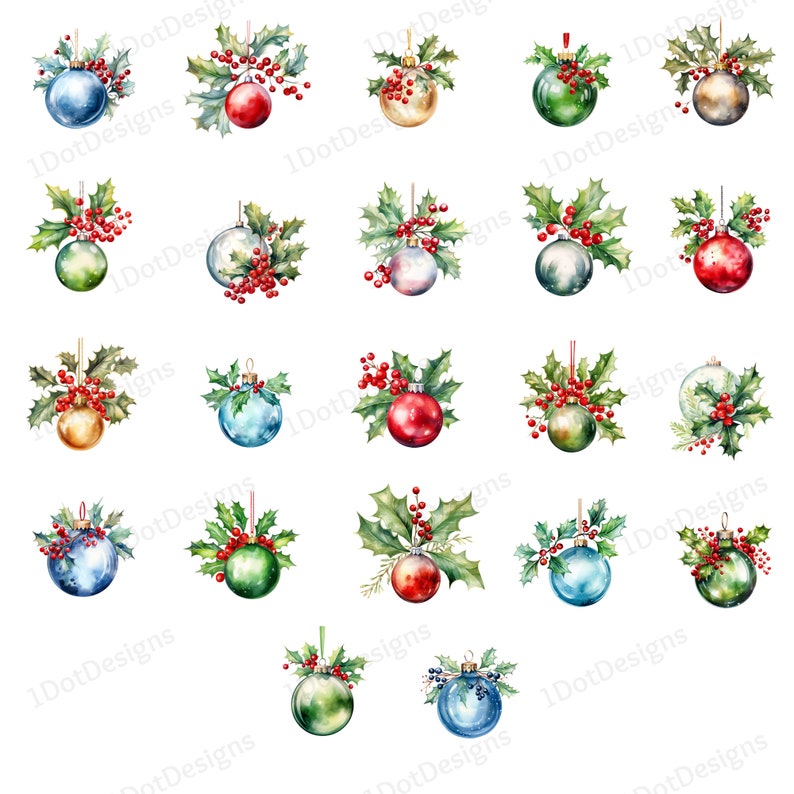 Christmas Baubles Clipart Bundle, Christmas PNG, Christmas Clipart ...