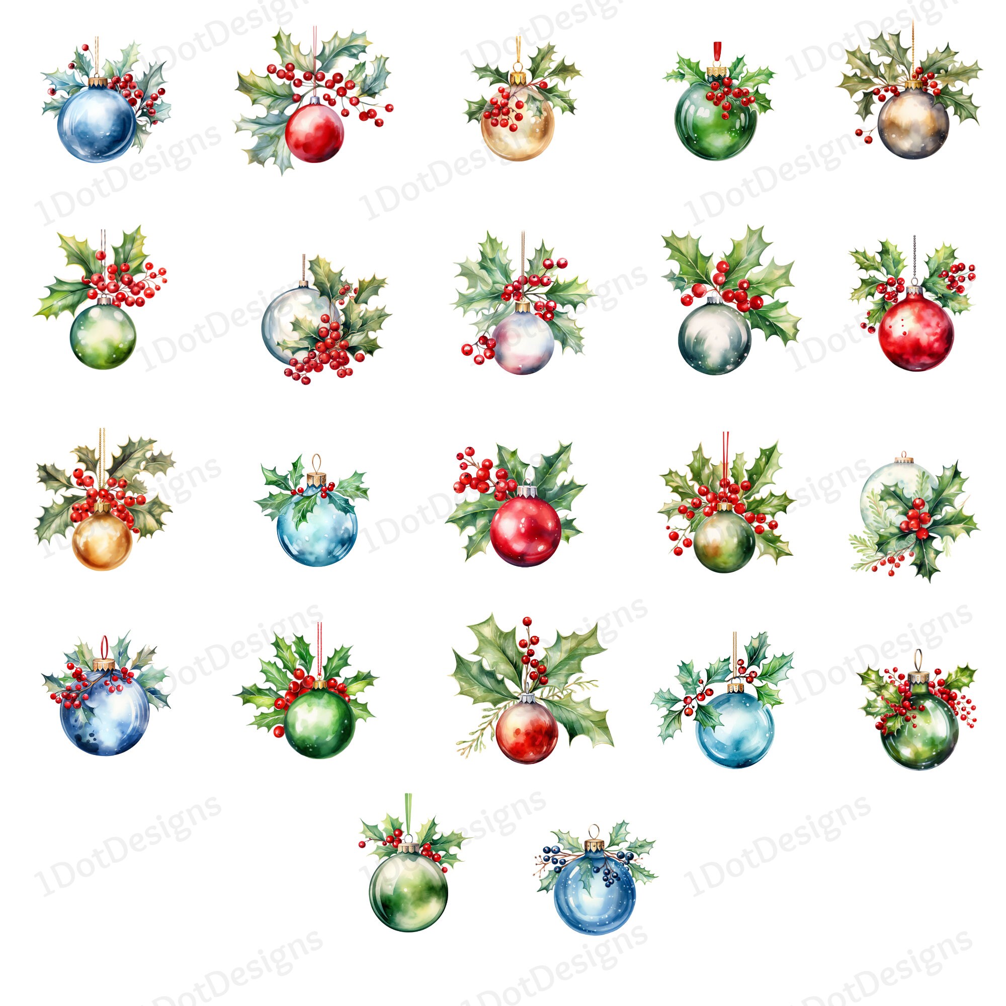 Christmas Baubles Clipart Bundle, Christmas PNG, Christmas Clipart ...